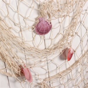 Rosoz Nature Fish Net Wall Decoration with Shells, Ocean Themed Wall Hangings Fishing Net Party Decor for Pirate Party,Wedding,Photographing Decoration