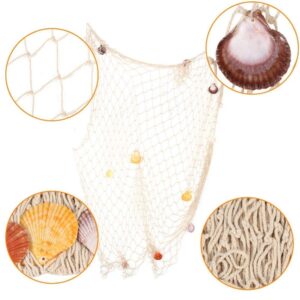 Rosoz Nature Fish Net Wall Decoration with Shells, Ocean Themed Wall Hangings Fishing Net Party Decor for Pirate Party,Wedding,Photographing Decoration