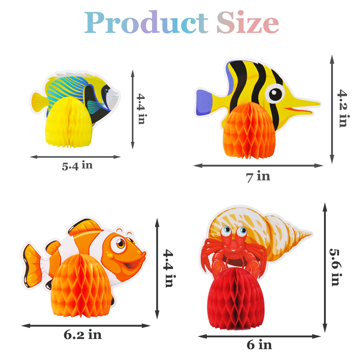 Zilphoba 9pcs Under the Sea Animal Decorations, Ocean Honeycomb Centerpiece for Themed Party Decorations, Table, Birthday, Beach, Baby Shower