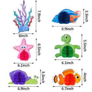 12 Pieces Under The Sea Party Decorations Ocean Sea Animal Honeycomb Centerpiece Ocean Themed Party Table Decoration Fish Sea Creature Mermaid Birthday Centerpiece for Beach Baby Shower Party Supplies