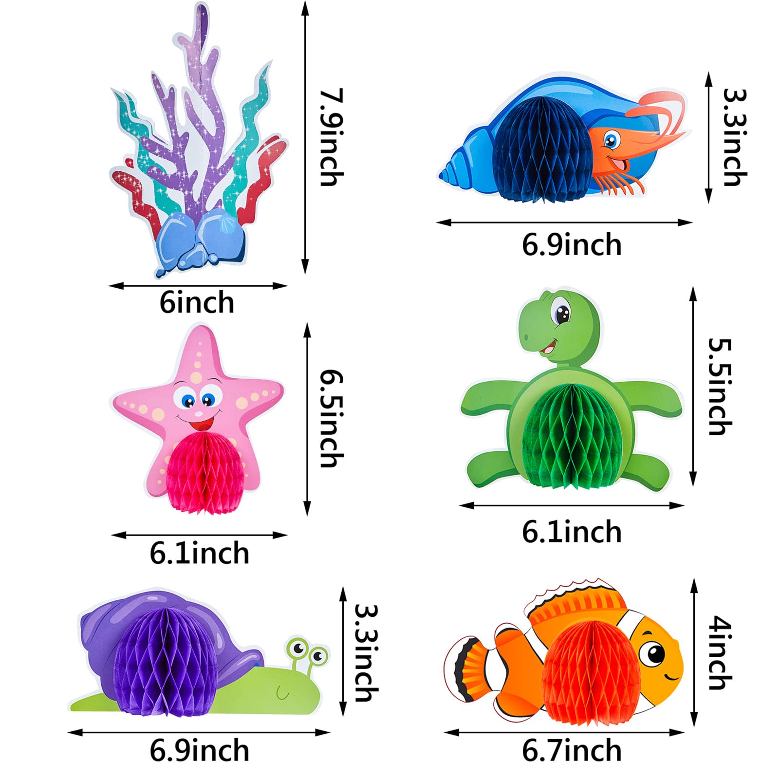 12 Pieces Under The Sea Party Decorations Ocean Sea Animal Honeycomb Centerpiece Ocean Themed Party Table Decoration Fish Sea Creature Mermaid Birthday Centerpiece for Beach Baby Shower Party Supplies