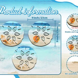 3 Pieces Sand Dollar Wall Decor Wood Outdoor Coastal Wall Art Ocean Beach Wall Decor Starfish Seashell Sand Dollar Beach Signs Hanging Wooden Nautical Bathroom Decor for Home Bathroom Sea Decorations