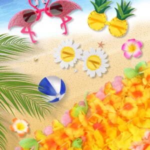 ALKNOT 36pcs Hawaiian Leis Bulk, 6 Pairs Funny Hawaiian Glasses, 12pcs Hawaiian Flower Hair Clip, Fun Summer Party Favors for Beach Wedding Birthday Party Decoration Supplies