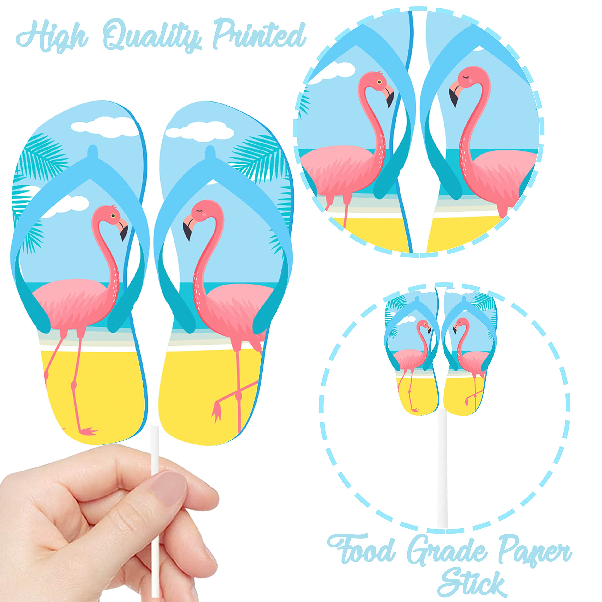 36pcs Beach Flip Flops Cupcake Toppers Summer Beach Party Cupcake Toppers Decorations Pool Party Decorations Supplies for Summer Birthday Tropical Luau Hawaiian Party Supplies