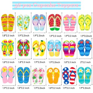 36pcs Beach Flip Flops Cupcake Toppers Summer Beach Party Cupcake Toppers Decorations Pool Party Decorations Supplies for Summer Birthday Tropical Luau Hawaiian Party Supplies