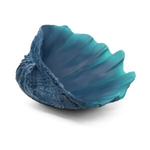 large caribbean blue-aqua sea shells decorative bowl resin clam shell bowl beach decorations for home coastal beach decor decoration storage bowls&home office nautical themed party decor-10.2"-1pc