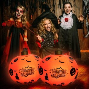 Inflatable Pumpkin Bat Halloween Ball - SVOPY 24 Inch Light Up Large Outdoor Decorated Ball with Remote for Yard Pool Hang or Place in The Yard for Garden Decoration