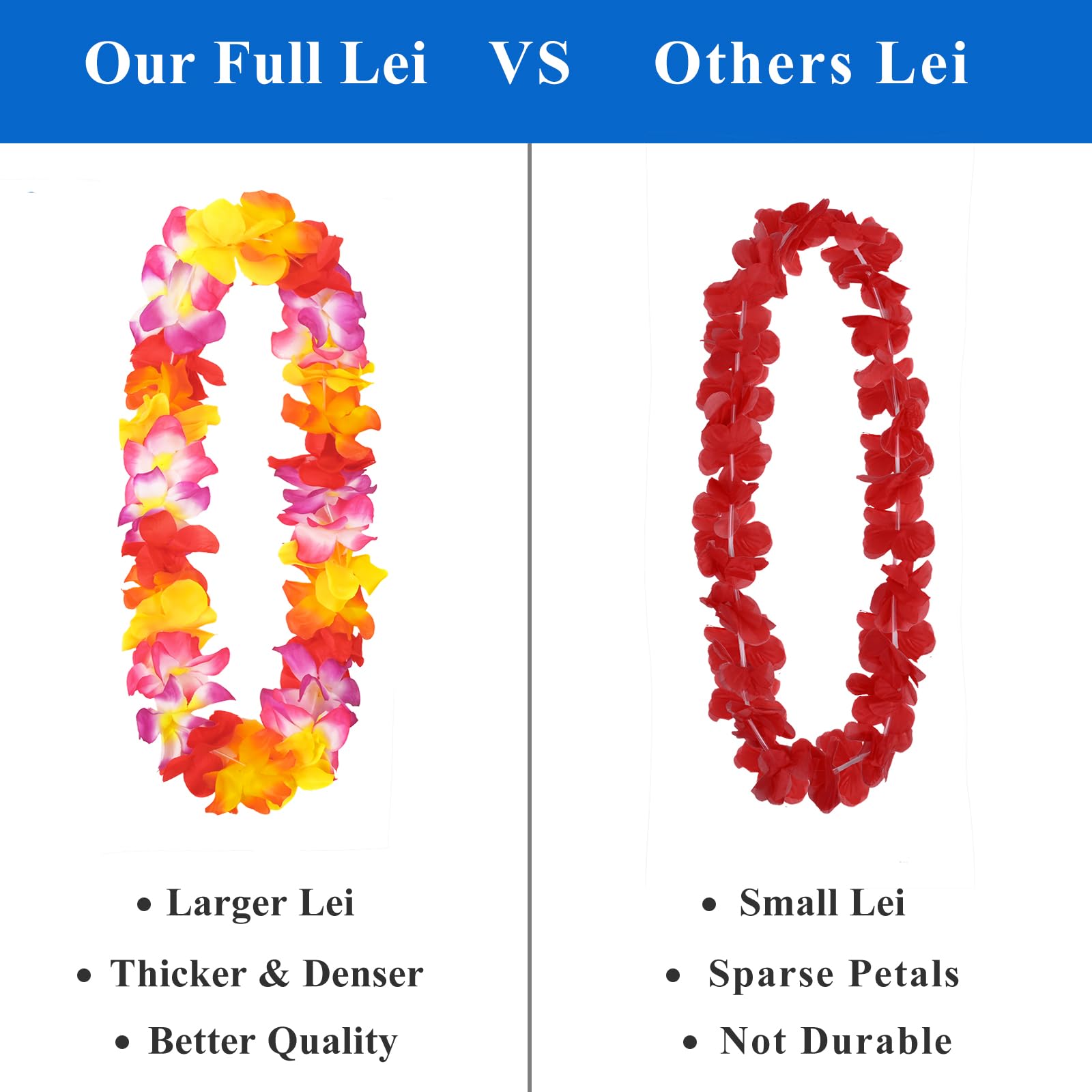 Waipfaru Hawaiian Leis for Luau Party, 54Pcs Hawaiian Flower Leis include 18 Flower Hair Clips, Hawaiian Leis for Luau Party Decorations, Hawaiian Themed Party Decorations, Birthday, Wedding, Beach…