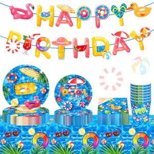 jevenis 34 pcs swimming pool party supplies pool party decoration pool birthday party banner pool party tablecloth swimming pool party favors beach party banner