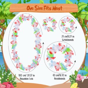 Jexine 250 Pcs Hawaiian Leis Bulk Luau Party Decorations Hawaiian Tropical Headbands and Wristbands Flower Lei for Luau Tropical Themed Party Favors, Summer Beach Vacation, Wedding Decorations