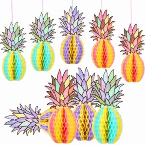 pineapple party decorations paper honeycomb centerpieces table decor for hawaiian luau tiki beach summer tropical theme birthday baby shower wedding retirement party decorations supplies