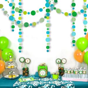 Blue Green Circle Dot Garland Bubble Streamer Spring Party Decoration Summer Under The Sea Pool Beach Ocean Bubble Hanging Bunting Banner Backdrop Mermaid Birthday Baby Shower Kids Room Party Decor