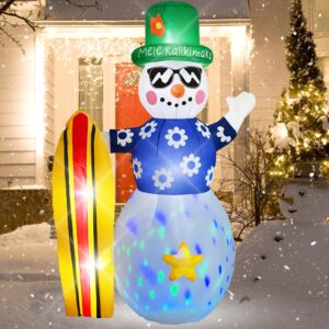 wabolay snowman inflatable christmas yard decorations 8ft giant frosty blow up snowman inflatables outdoor hawaii rotating colorful led light blowups xmas winter decor for indoor outside lawn vacation