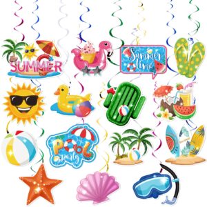 whaline 70pcs summer pool beach hanging swirls pool party foil ceiling hanging decoration flamingo flip flops sun volleyball starfish seashell hanging swirls for summer time hawaii party supplies