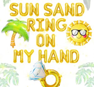 jevenis sun sand ring on my hand banner balloons beach bridal shower decoration hawaiian luau bachlorette decoration