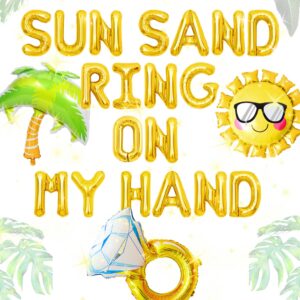 JeVenis Sun Sand Ring On My Hand Banner Balloons Beach Bridal Shower Decoration Hawaiian Luau Bachlorette Decoration