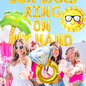 JeVenis Sun Sand Ring On My Hand Banner Balloons Beach Bridal Shower Decoration Hawaiian Luau Bachlorette Decoration