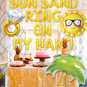 JeVenis Sun Sand Ring On My Hand Banner Balloons Beach Bridal Shower Decoration Hawaiian Luau Bachlorette Decoration