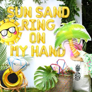 JeVenis Sun Sand Ring On My Hand Banner Balloons Beach Bridal Shower Decoration Hawaiian Luau Bachlorette Decoration