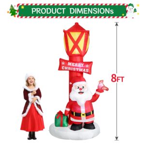 DomKom 8 FT Christmas Inflatable Outdoor Decorations Santa Claus with lighthouse, LED Lights Holiday Blow Up Yard Decoration for Holiday Party Outdoor Garden Yard Lawn Winter Decor