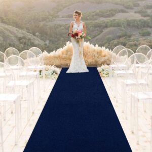 fuhsy navy blue aisle decorations for wedding ceremony 4ft wide aisle runner 25ft long wedding aisle runners velvet fabric linen carpet runner with carpet tapes church carpet rug for beach outdoors