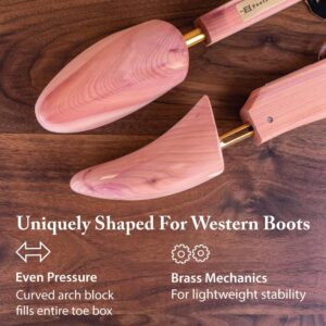 FootFitter Western Cedar Boot Tree - Best Shoe Trees for Western Cowboy Style Boots with USA Wood, Easy Removal - CW12 (Men's Size 12.5-15)