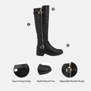 DREAM PAIRS Women's Wide Calf Knee High Boots, Low Stacked Heel Riding Boots, Black-wide-u, Size 9.5 Utah-w