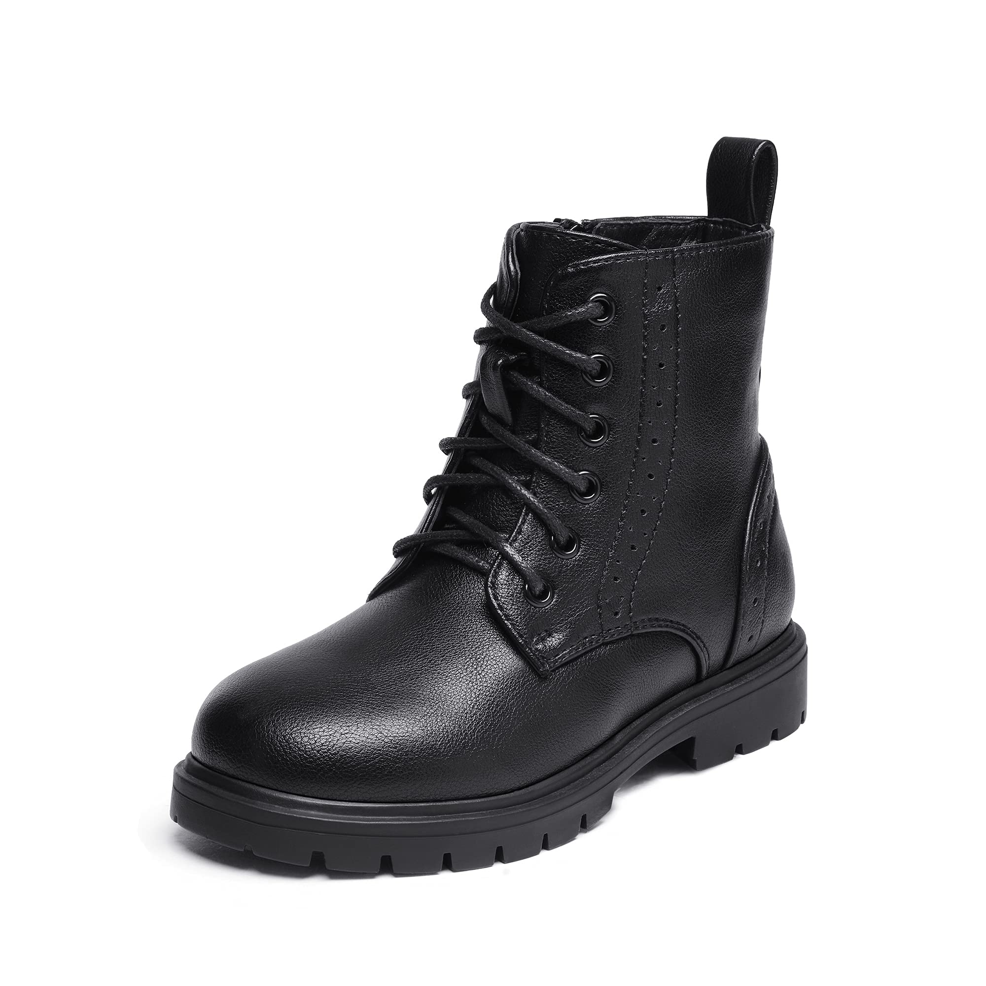 DREAM PAIRS Boys Girls Kbo211 Side Zipper Combat Ankle Boots Black Pu Size 5 Big Kid