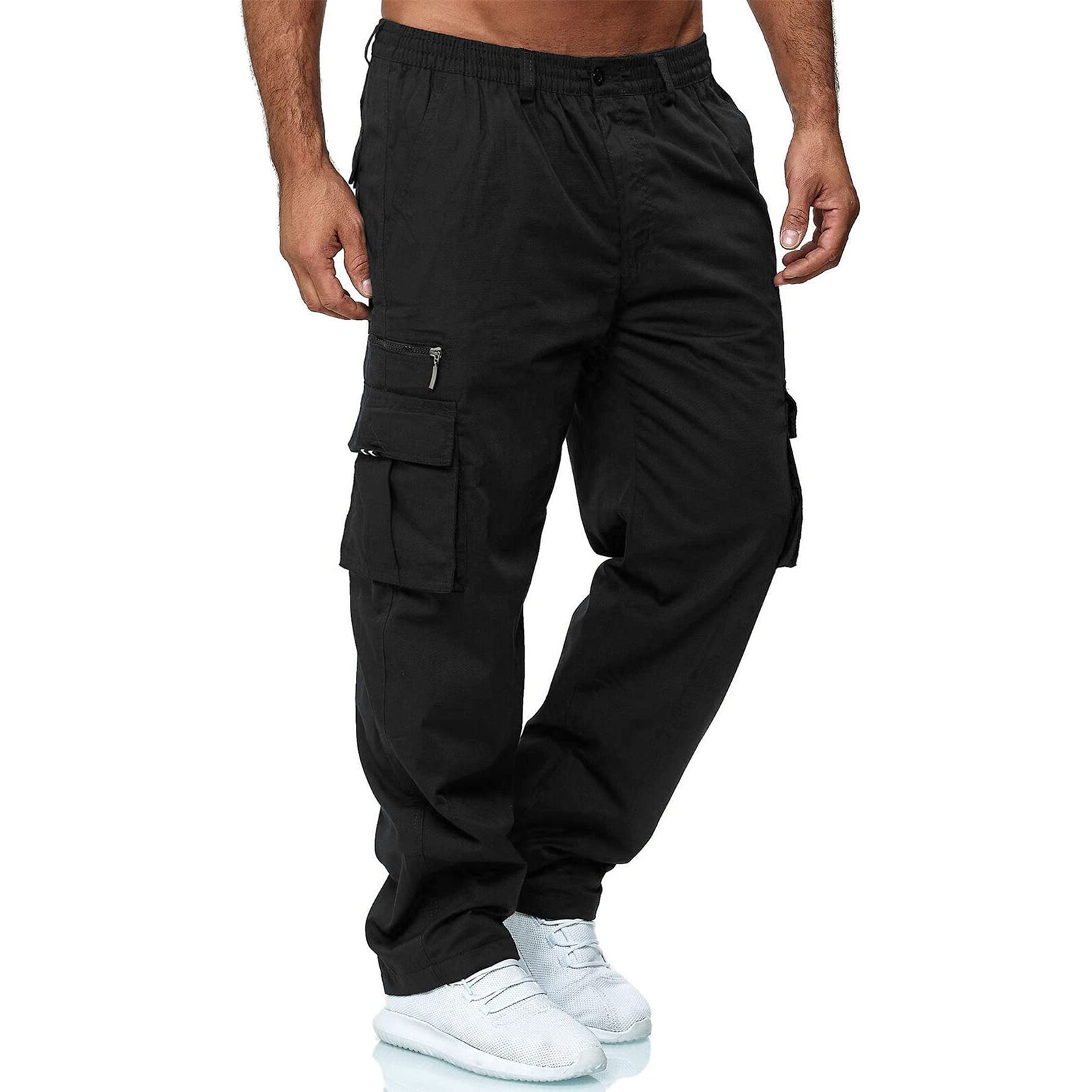 Men Casual Cargo Pant Lightweight Tactical Pant Hiking Jogger Classic Fit Multi Pockets M