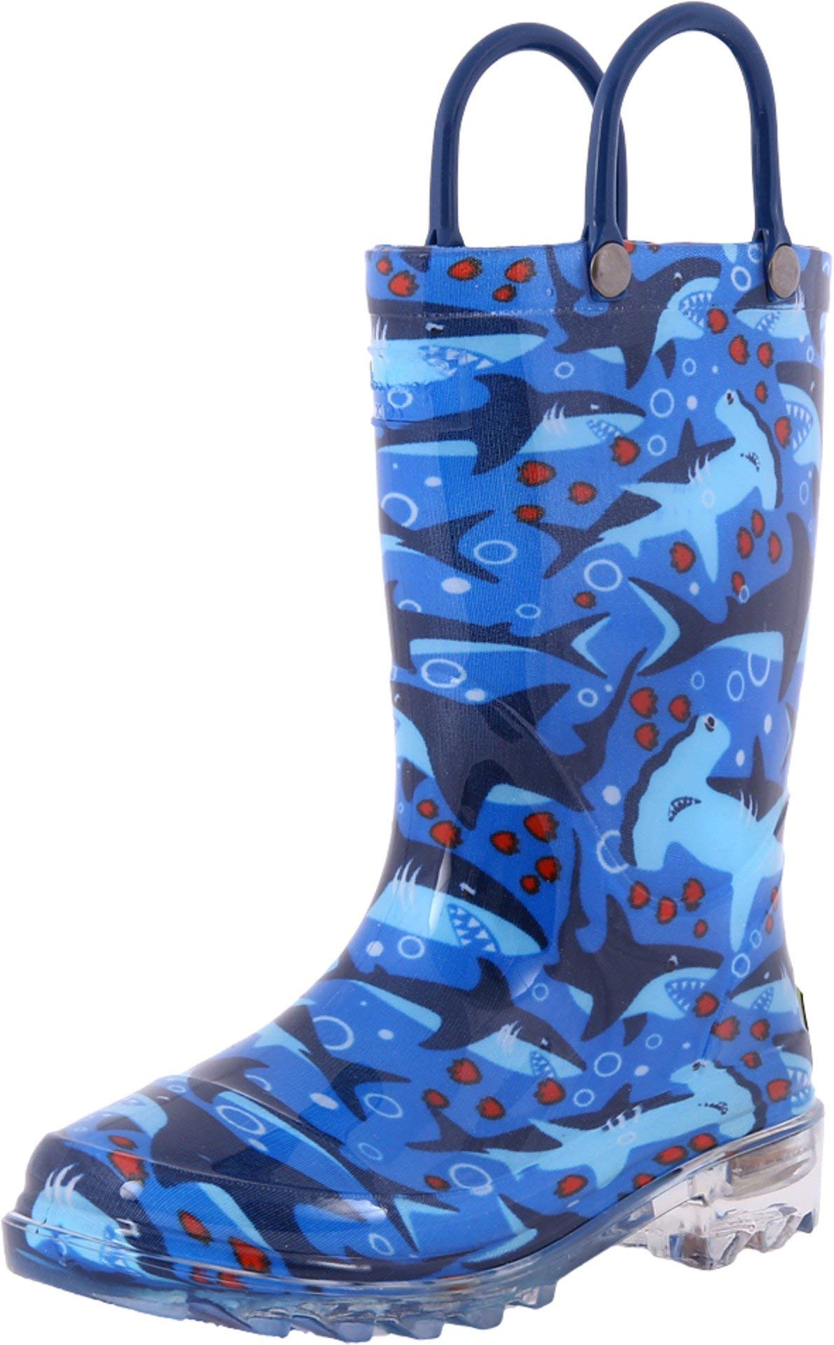 Western Chief Kids Light-Up Waterproof Rain Boot, Blue 8 M US Toddler