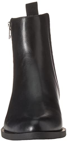 Amazon Essentials Women's Exterior Zip Flat Ankle Boot, Black Faux Leather, 6.5