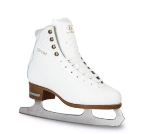 botas - model: cindy/made in europe (czech republic) / figure ice skates for women, girls/leather/str. cuff/white, size: adult 8