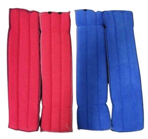 a.d.p. rooster booster protection fighting rooster gamefowl protective chicken supplies poultry chickens mitt safety, botas para gallos breeding, 2 pairs blue & red fabric handmade leg protect care