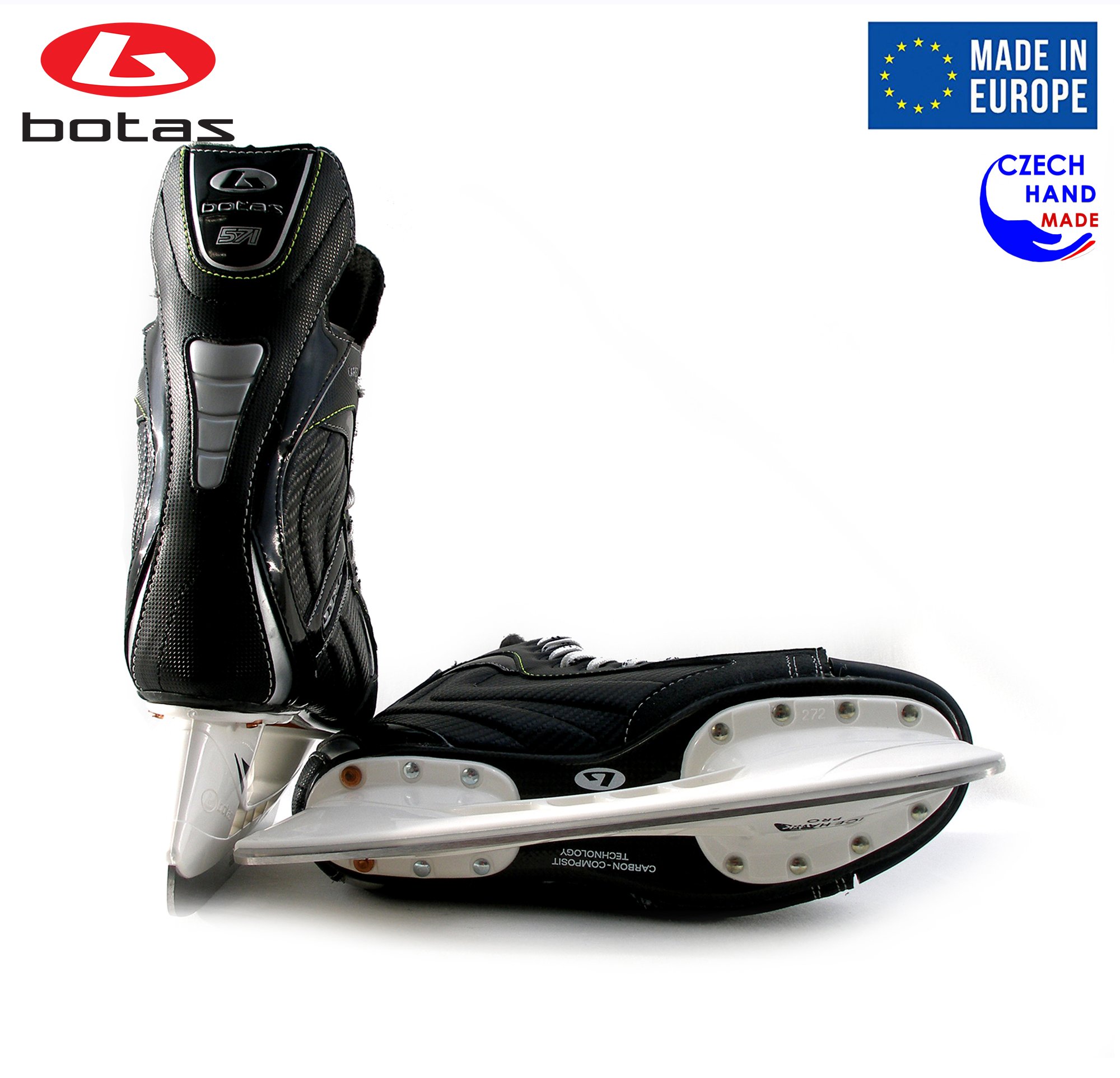 Botas - LARGO 571 PRO - Men's Ice Hockey Skates | Made in Europe (Czech Republic) | Color: Black, Size Adult 12