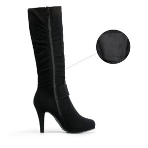 DREAM PAIRS Women's Paris Black Knee High High Heel Winter Boots - 8 M US