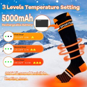 VICEPLUS Heated Socks Men Heated Socks Electric Socks Women 5000mAh*2 Rechargeable Heated Ski Socks Battery Heating Socks Heated Socks Women Washable APP Control Thermal Socks Skiing Hunting