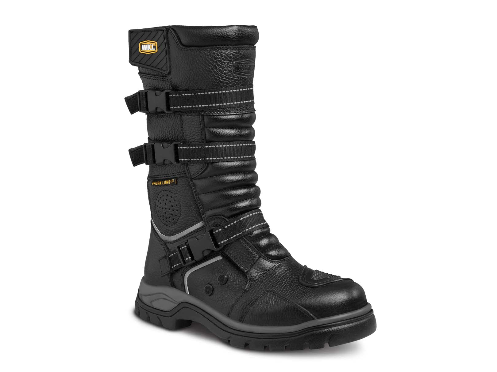 WORKLAND 77415 Motorcycle Boots for Men - Leather Boots with Protections - Work Boots For Men - Rubber Sole Slip Resistant and Reflective Motorcycle Riding Boots - Botas para Motocicleta Hombre