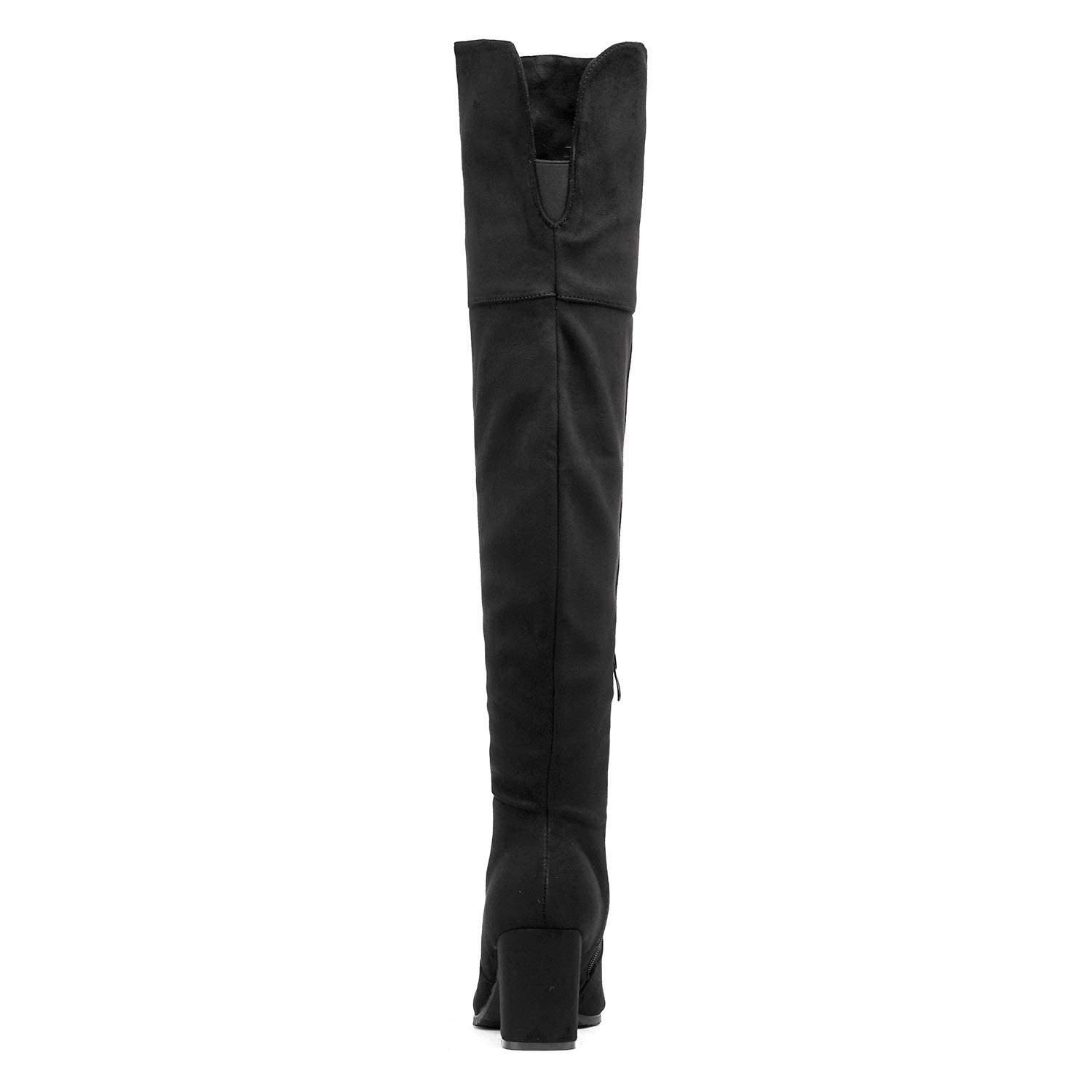 DREAM PAIRS Women's Stretch_High Black Thigh High Block Heel Over The Knee Boots Size 9 B(M) US