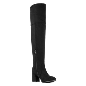 DREAM PAIRS Women's Stretch_High Black Thigh High Block Heel Over The Knee Boots Size 9 B(M) US