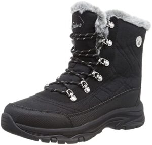 skechers women's cold weather boot snow, black, 8.5