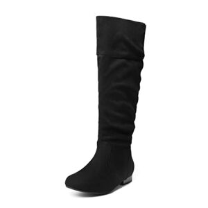 dream pairs women's wide calf knee high pull on fall weather winter boots,size 8,wide/calf/black,blvd-w