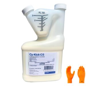 cy-kick cs liquid concentrate - 90 days of pest control power, multipurpose outdoor insecticide treatment, with usa supply protective gloves