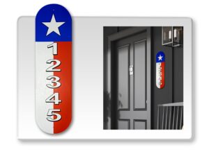 curb-n-sign reflective vertical address plaque, custom address sign for mailbox, 5x18 inch sturdy, durable, rust free, uv-proof & water-proof address numbers for house (texas flag)