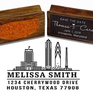 Printtoo Custom Address with Texas City Deign Personalized Wood Mounted Envelope Rubber Stamp