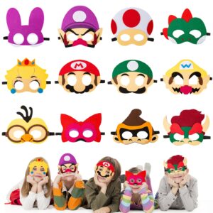 12pcs felt mask,bros kids party favors,game themed felt masks,birthday game themed masks,theme felt costume toy,role play,game themed party supplies,halloween dress up party supplies boys girls gifts