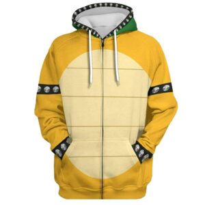 jmobeu bowser cosplay costume hoodie,bowser costume hoodie 3d printed hooded sweatshirt movie pullover for adult and men(yellow+zipper,s)