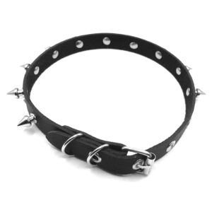 Tosmifairy Cute Leather Black Choker Studded Bracelets Cuffs Punk Goth Accessories Jewelry Set for Women Costume (Black J)