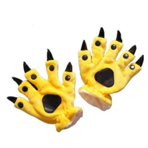 qzerplay unisex paw claw winter finger gloves for halloween costume yellow l