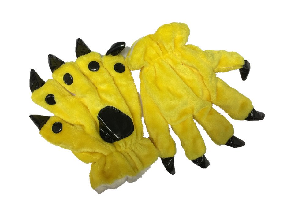 QZERPLAY Unisex Paw Claw Winter Finger Gloves for Halloween Costume Yellow L