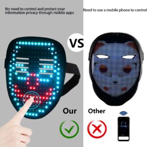 AMIMA LED Face Mask Gesture Sensing Transforming Men Women Kids LED Light Up Face Transforming Mask for Halloween Parties Masquerades (LED MASK 01)